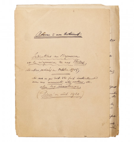 Annexe à mon testament - Manuscrit original de Rodolphe Reuss.