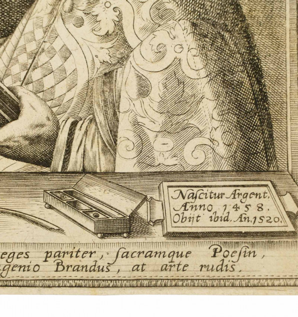 Portrait gravé de Sebastien Brant. "Sebastianus Brandus, qui et tito"